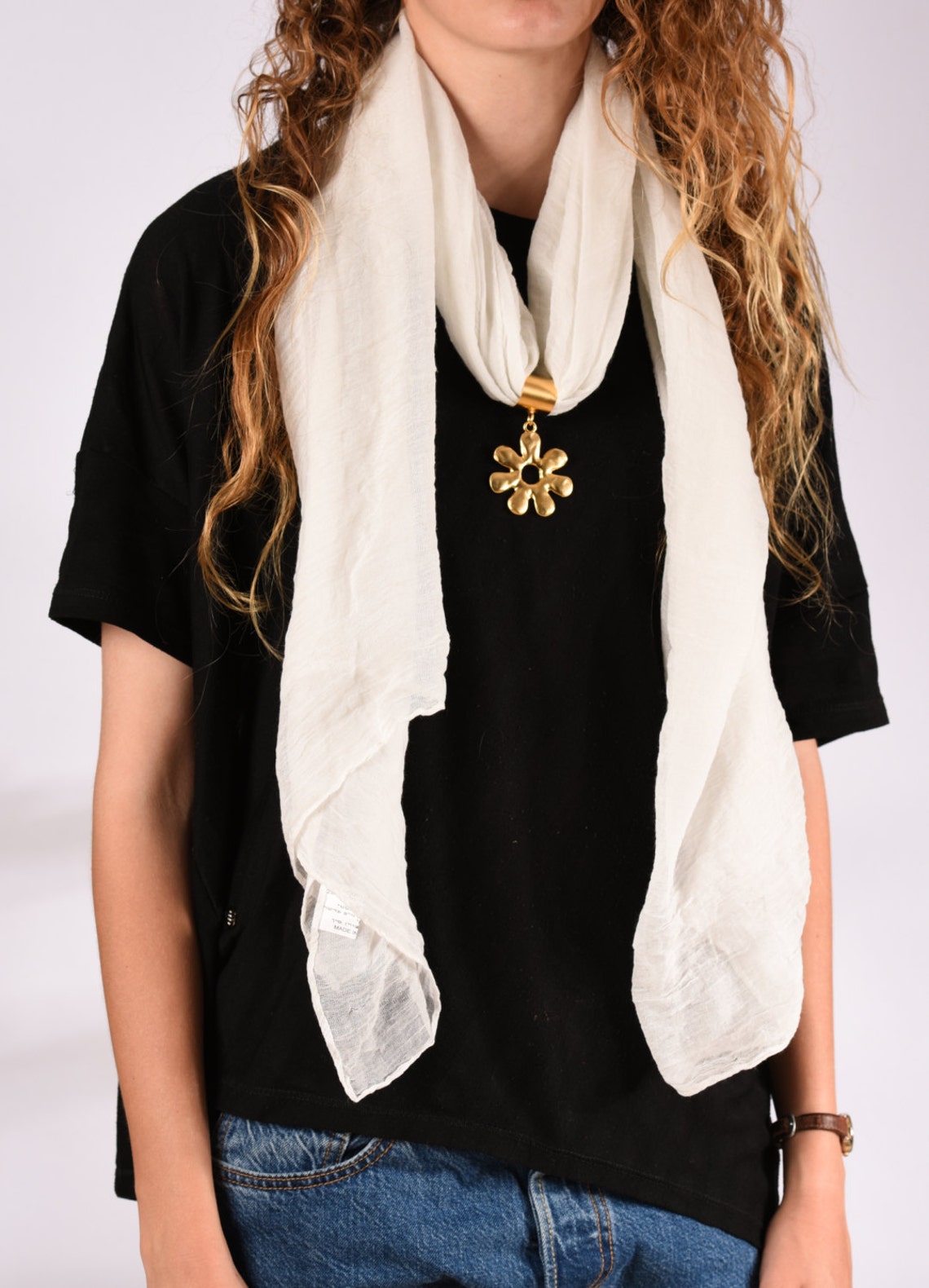 Winter Scarf White Scarf Scarf Jewelry Cotton Scarf Scarf - Etsy