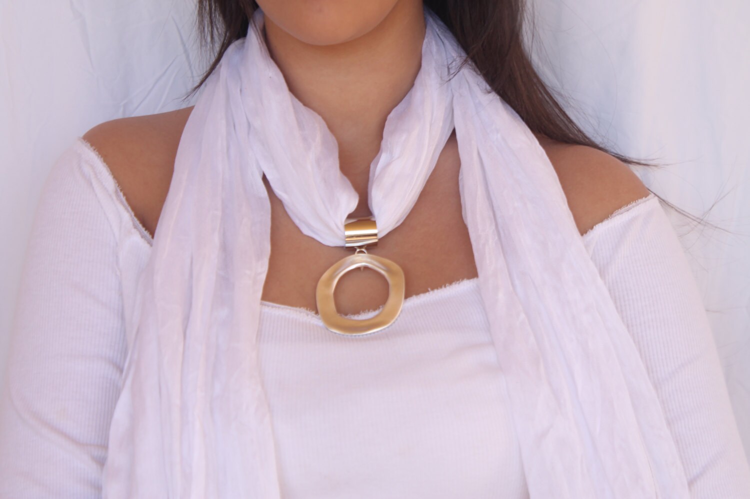 Scarf Necklace, Beaded Scarf Necklace, Scarf Jewelry, Scarf Ring, Scarf ...