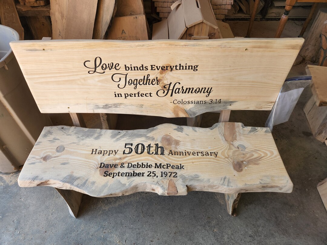 FREE SHIPPING anniversary OR Retirement Bench Live Edge Guests Can Sign ...