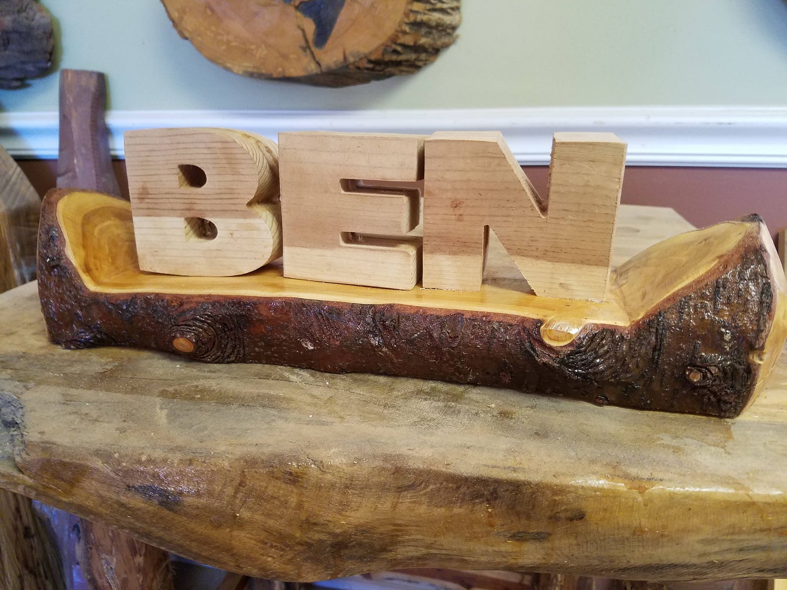 Rustic Log Nameplate | Etsy