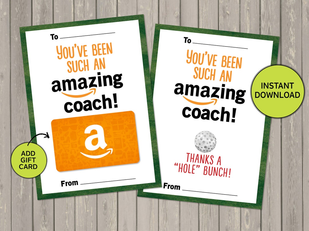 GOLF COACH Gift Card, Instant Download, 5x7 Printable Gift Cards ...