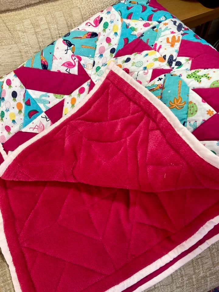 Handmade patchwork quilt flamingo in a tropical random | Etsy