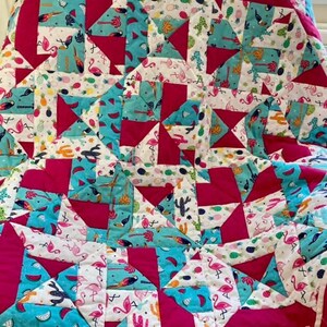 Handmade Patchwork Quilt Flamingo in a Tropical Random - Etsy UK
