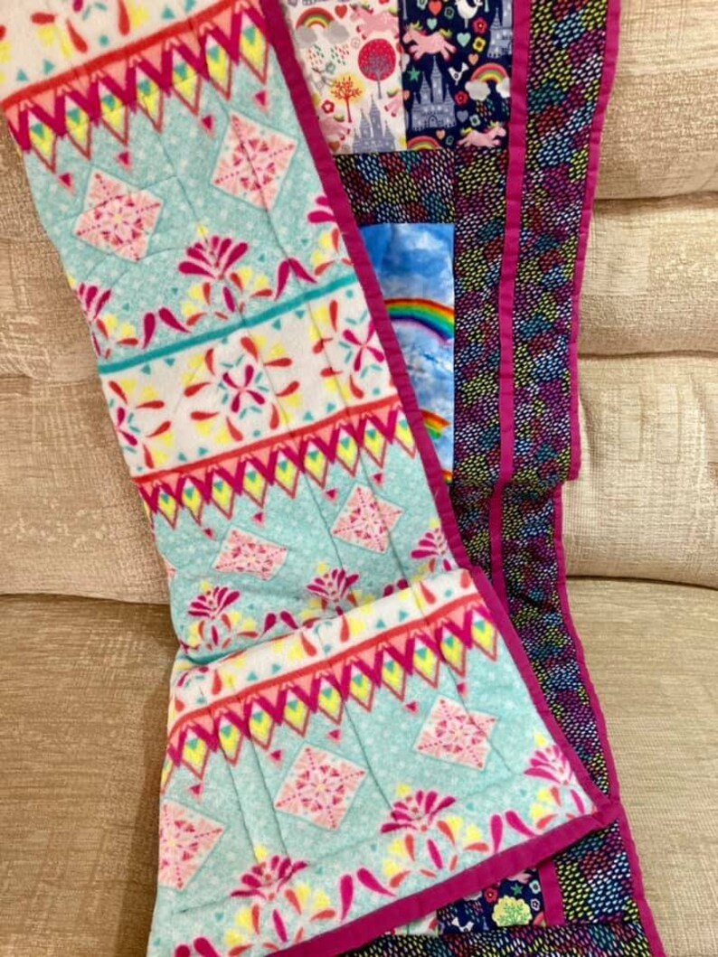 Patchwork Quilt With Rainbows Unicorns and Castles Unicorn - Etsy UK