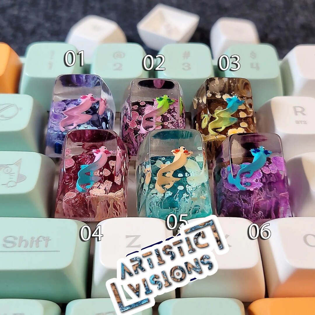 Colorful Axolotl Artisan Keycap for Cherry MX Keyboard, Minecraft ...