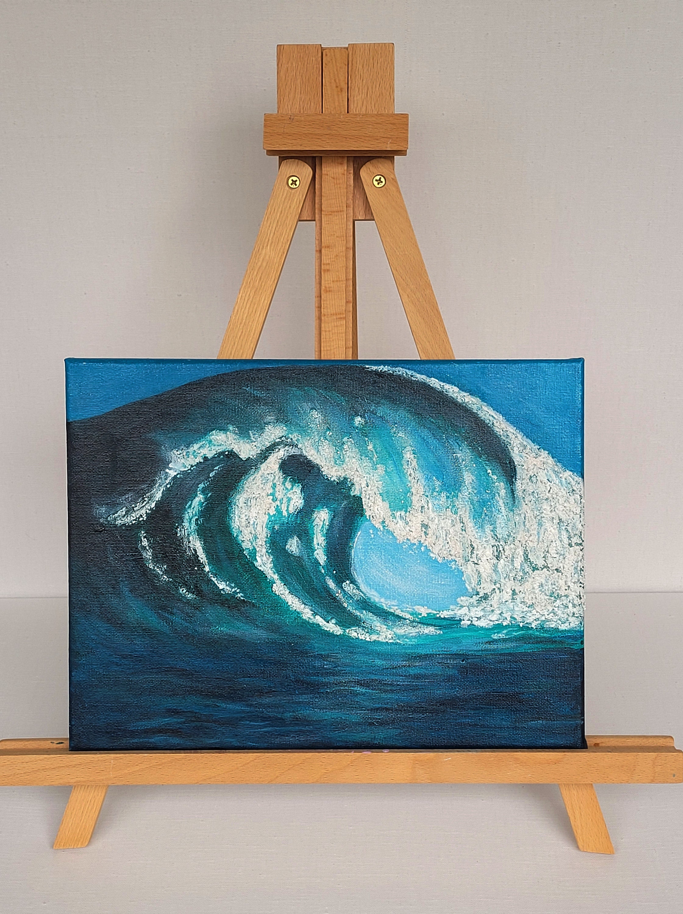 Turquoise Blue Sea Wave Picture Texture Original Painting Acrylic on ...