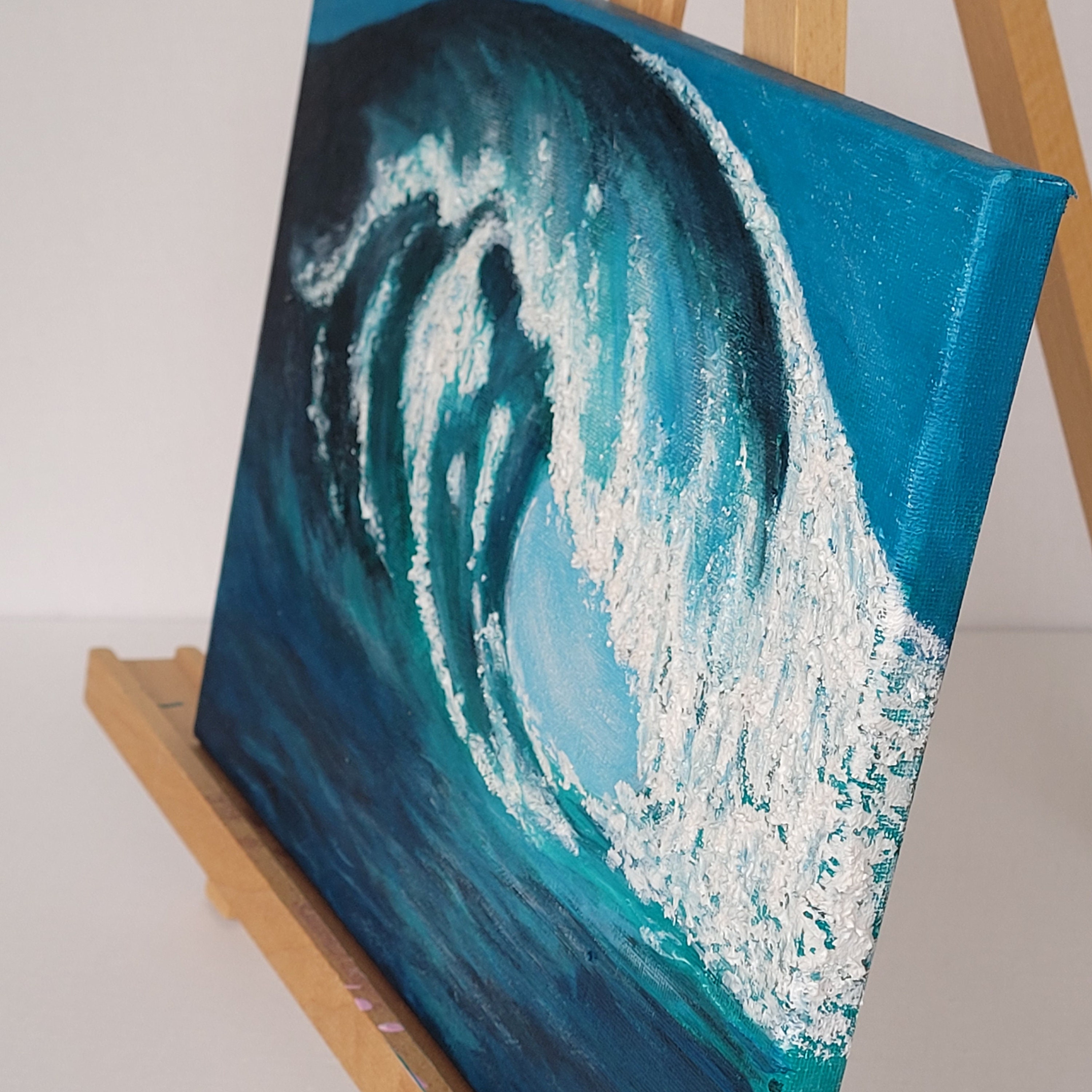 Turquoise Blue Sea Wave Picture Texture Original Painting Acrylic on ...