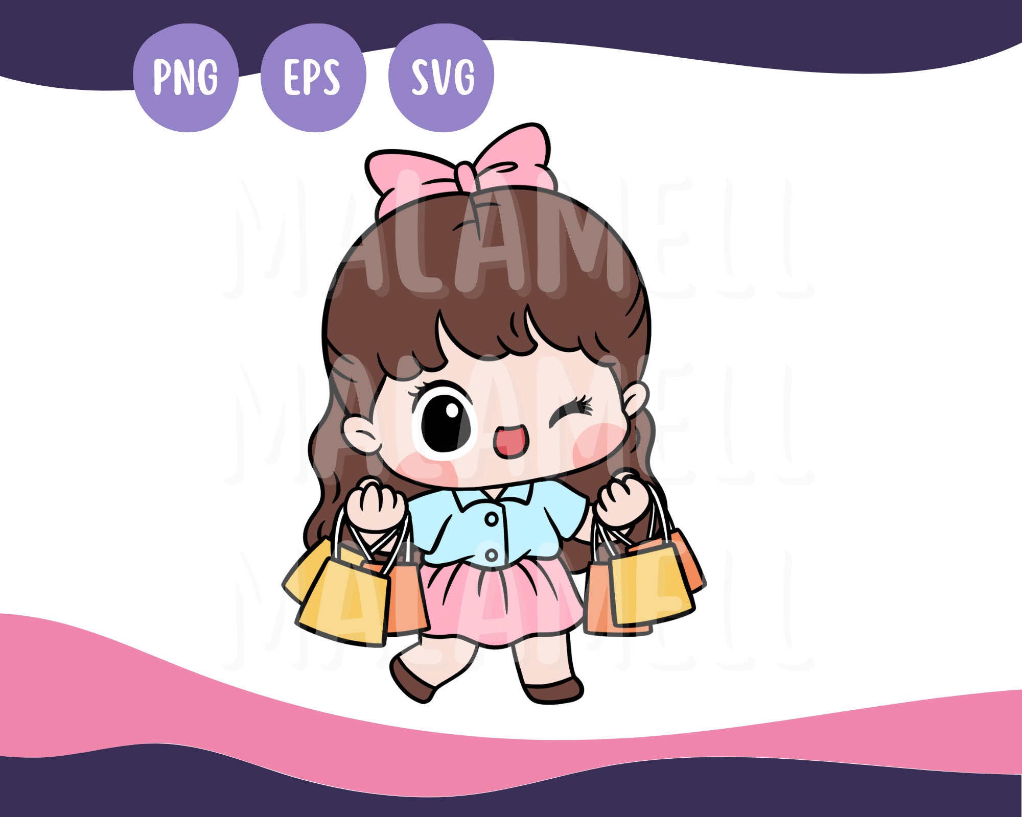 Kawaii Shopping Girl Cute Kawaii Printable Cute Cartoon Shopping Girl ...