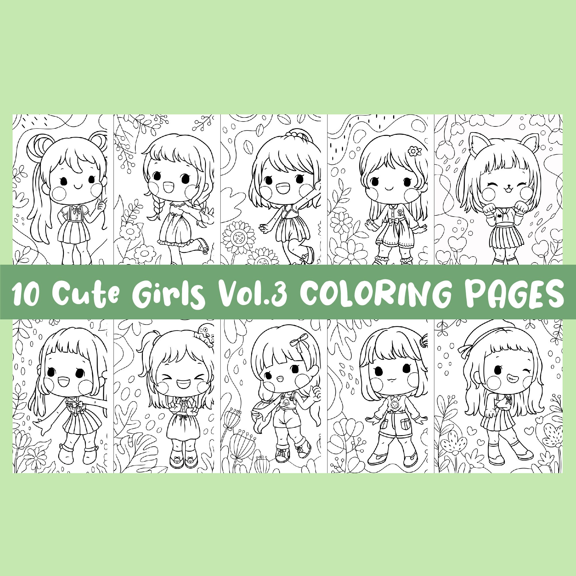 Cute Girls Vol.4 Coloring Pages - Etsy