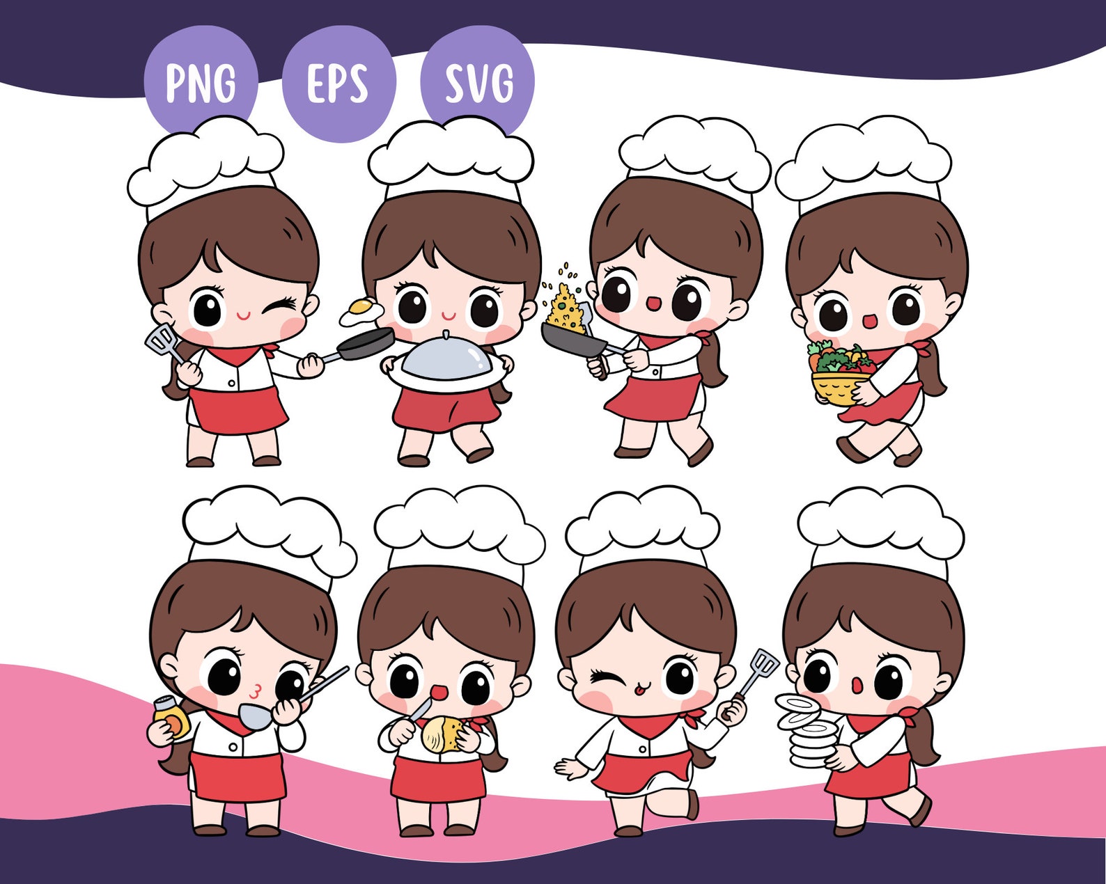 Kawaii Female Chef Cute Kawaii Printable Cute Cartoon Chef Clipart ...