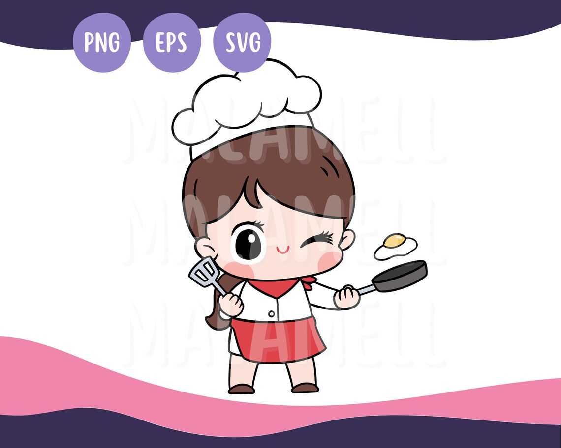 Kawaii Female Chef Cute Kawaii Printable Cute Cartoon Chef Clipart ...