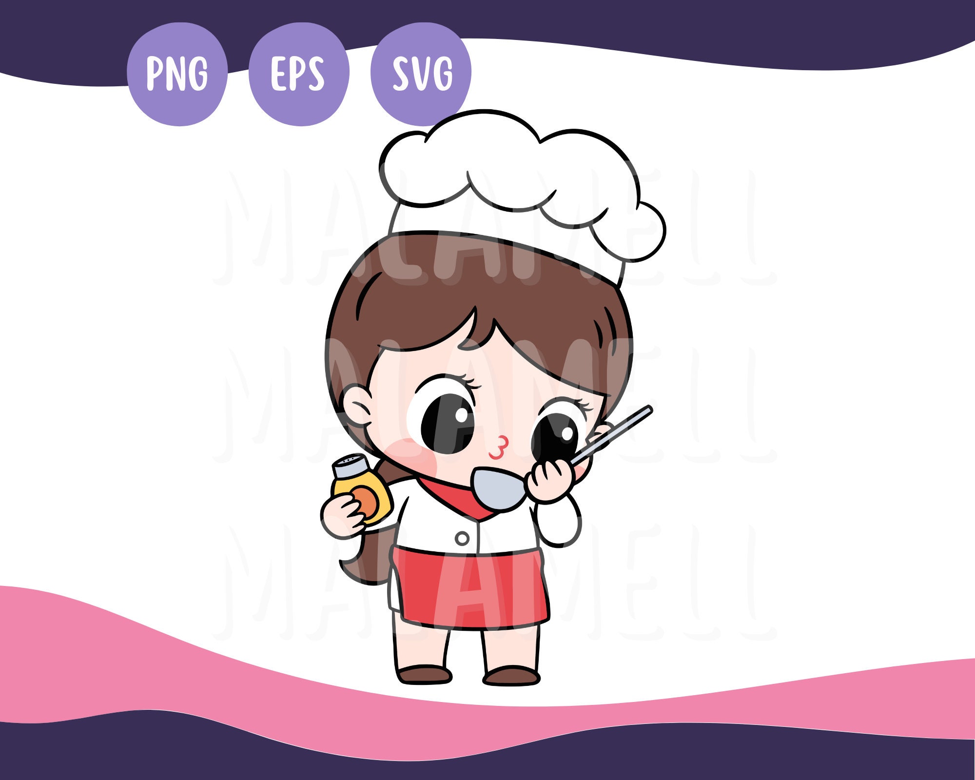 Kawaii Female Chef - Cute Kawaii Printable Cute Cartoon Chef Clipart ...