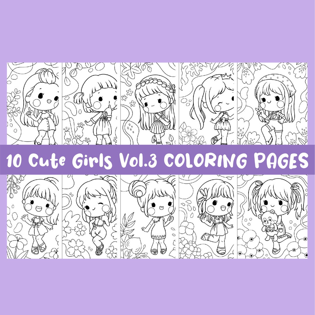 Cute Girls Vol.3 Coloring Pages - Etsy
