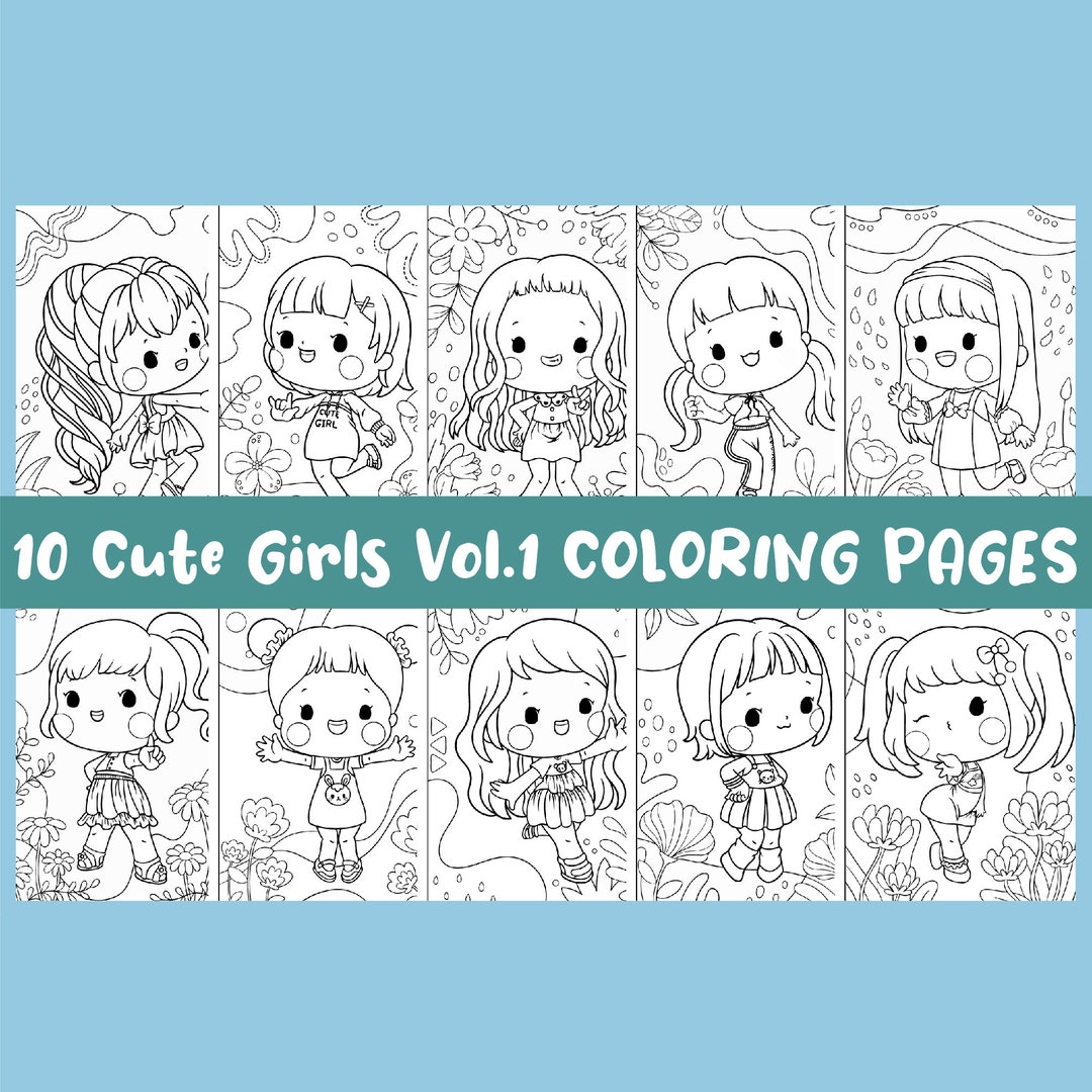 Cute Girls Vol.1 Coloring Pages - Etsy