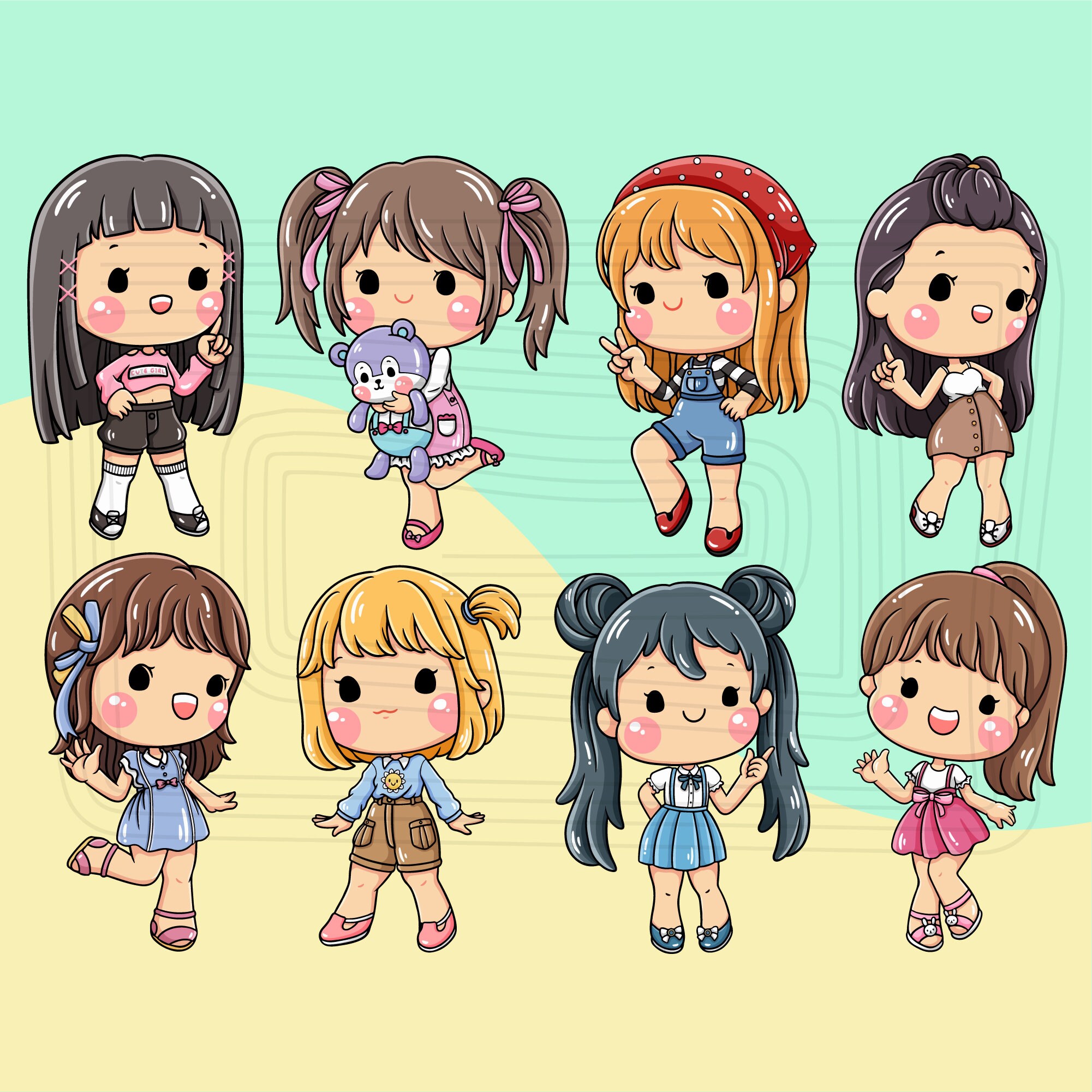 Cute Girl Set 04 - Etsy