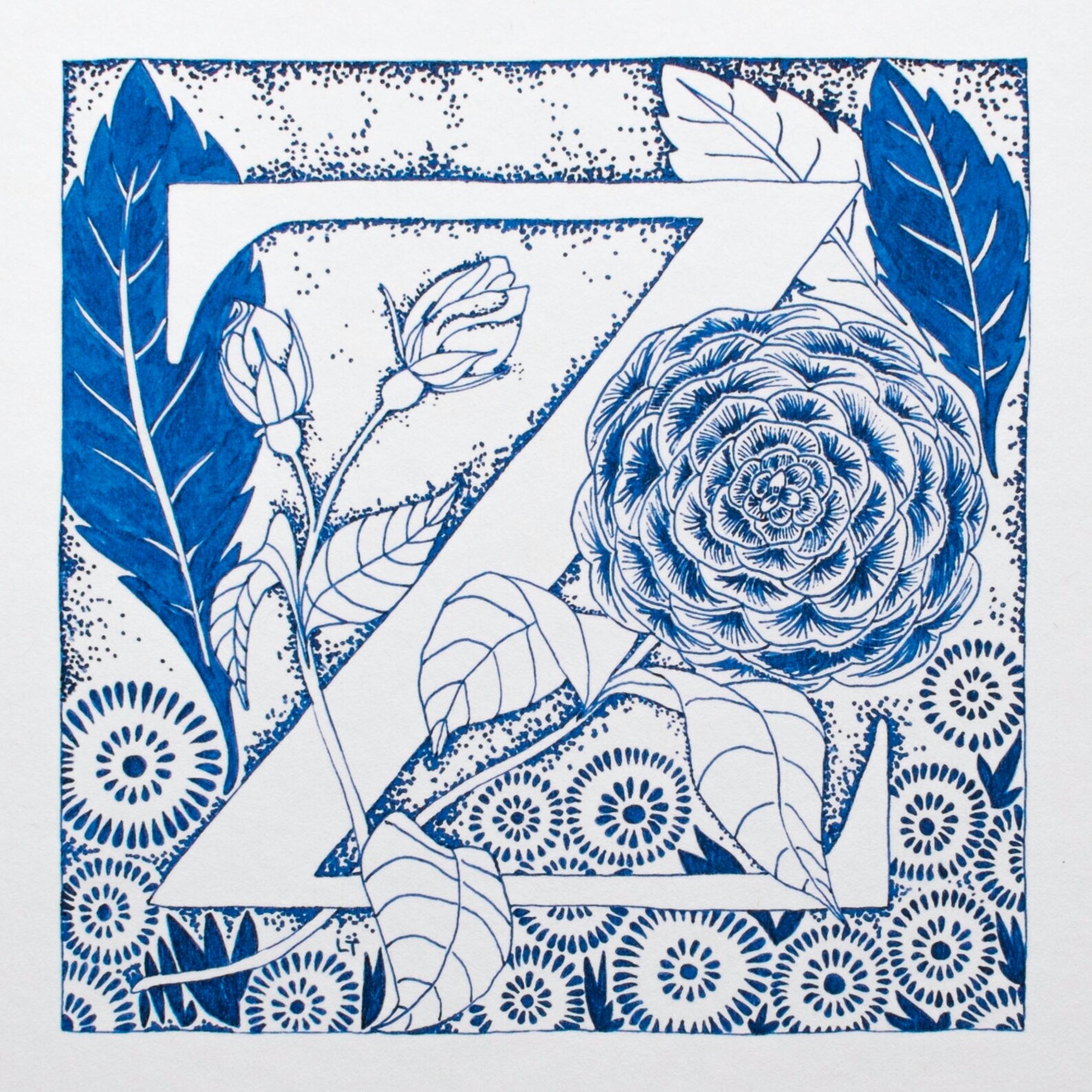 Monogram Print Lettering Illustration Handmade Letter Z - Etsy