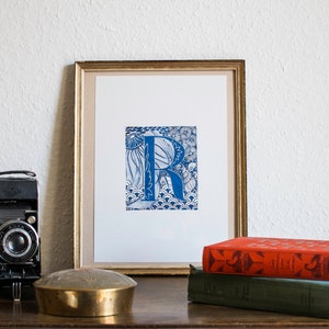 Letter R - Monogram Print - Lettering Illustration - Handmade Design - Etsy