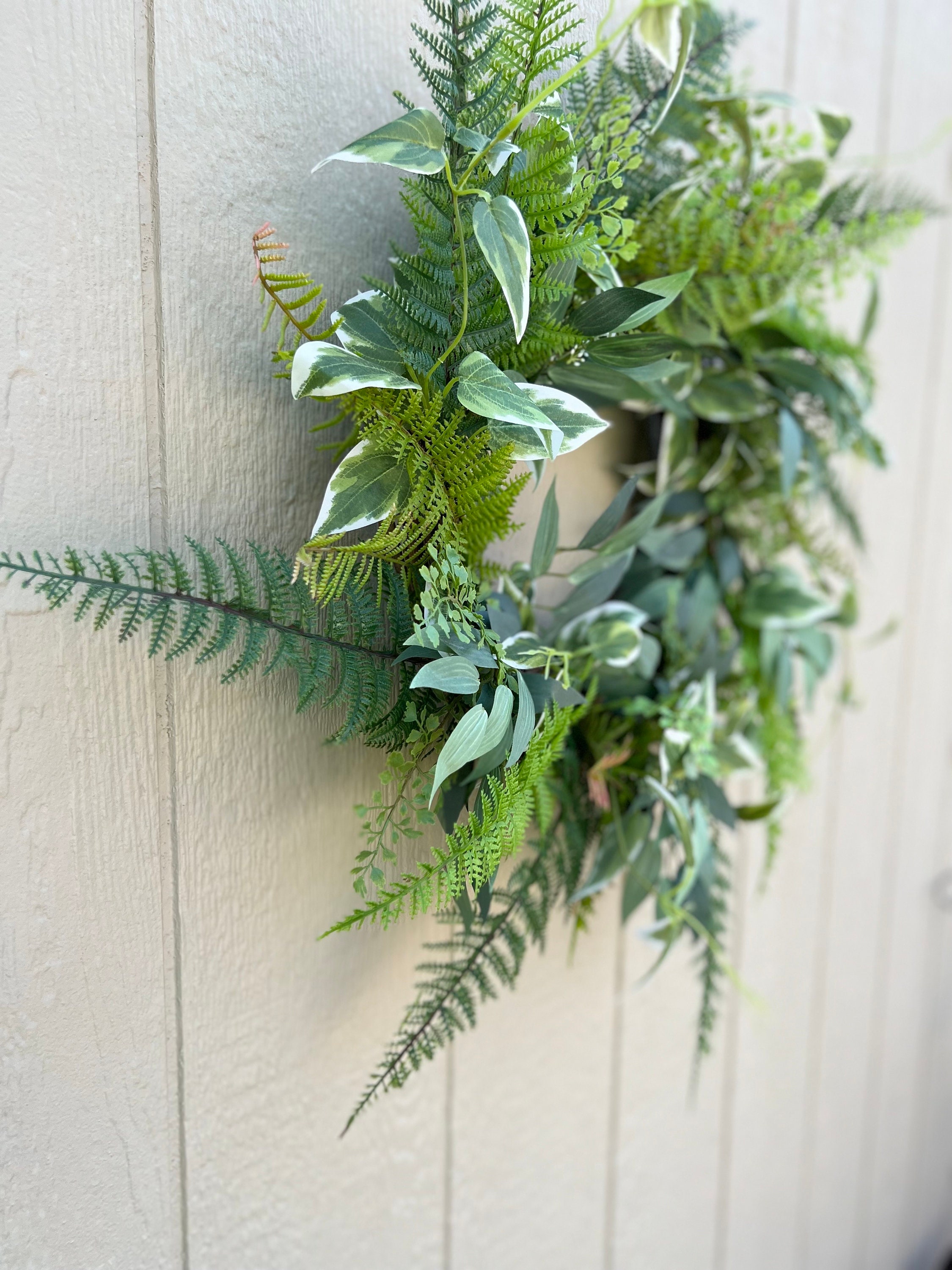 Year Round Fern Greenery Wreath for Front Door Neutral - Etsy
