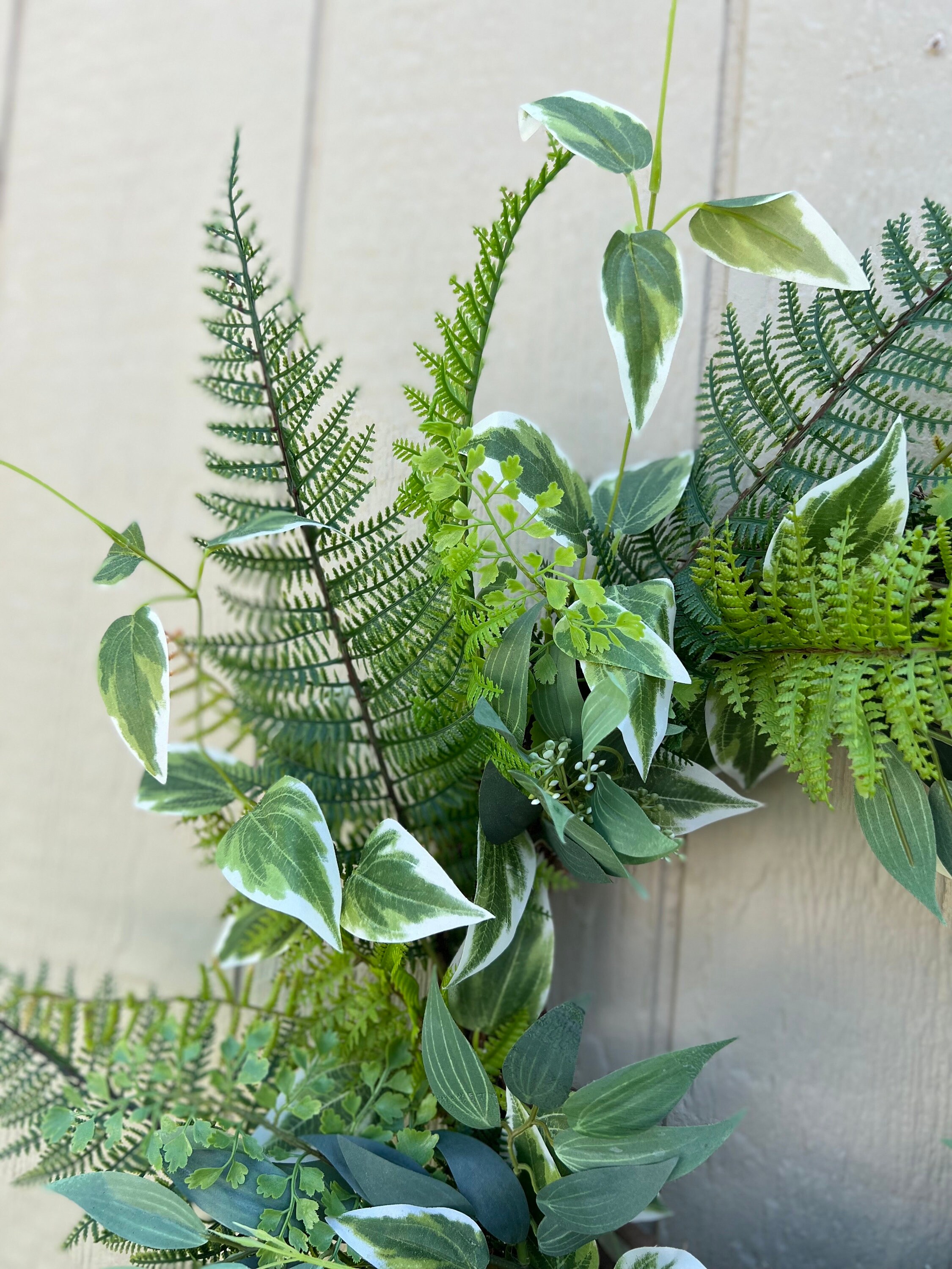 Year Round Fern Greenery Wreath for Front Door Neutral - Etsy