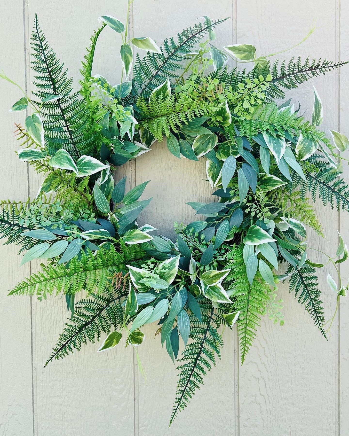 Year Round Fern Greenery Wreath for Front Door Neutral - Etsy