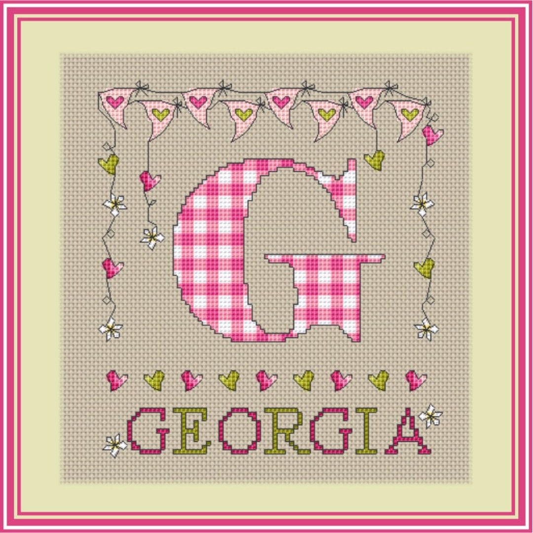 Girls Gingham Bunting Monogram // Letter G // Personalized Alphabet ...