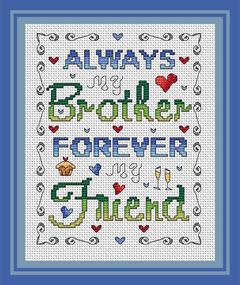 Brother Friend PDF Cross Stitch Chart // Cross Stitch Pattern - Etsy