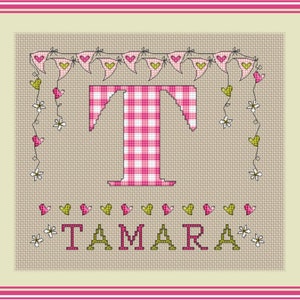 Boys Letter T Monogram // Cross Stitch Letter T // Personalized ...
