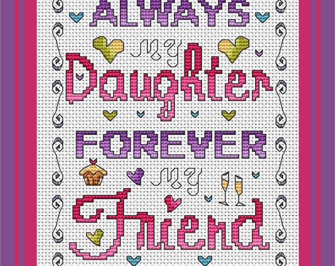 Daughter Friend PDF Cross Stitch Chart // Cross Stitch Pattern ...