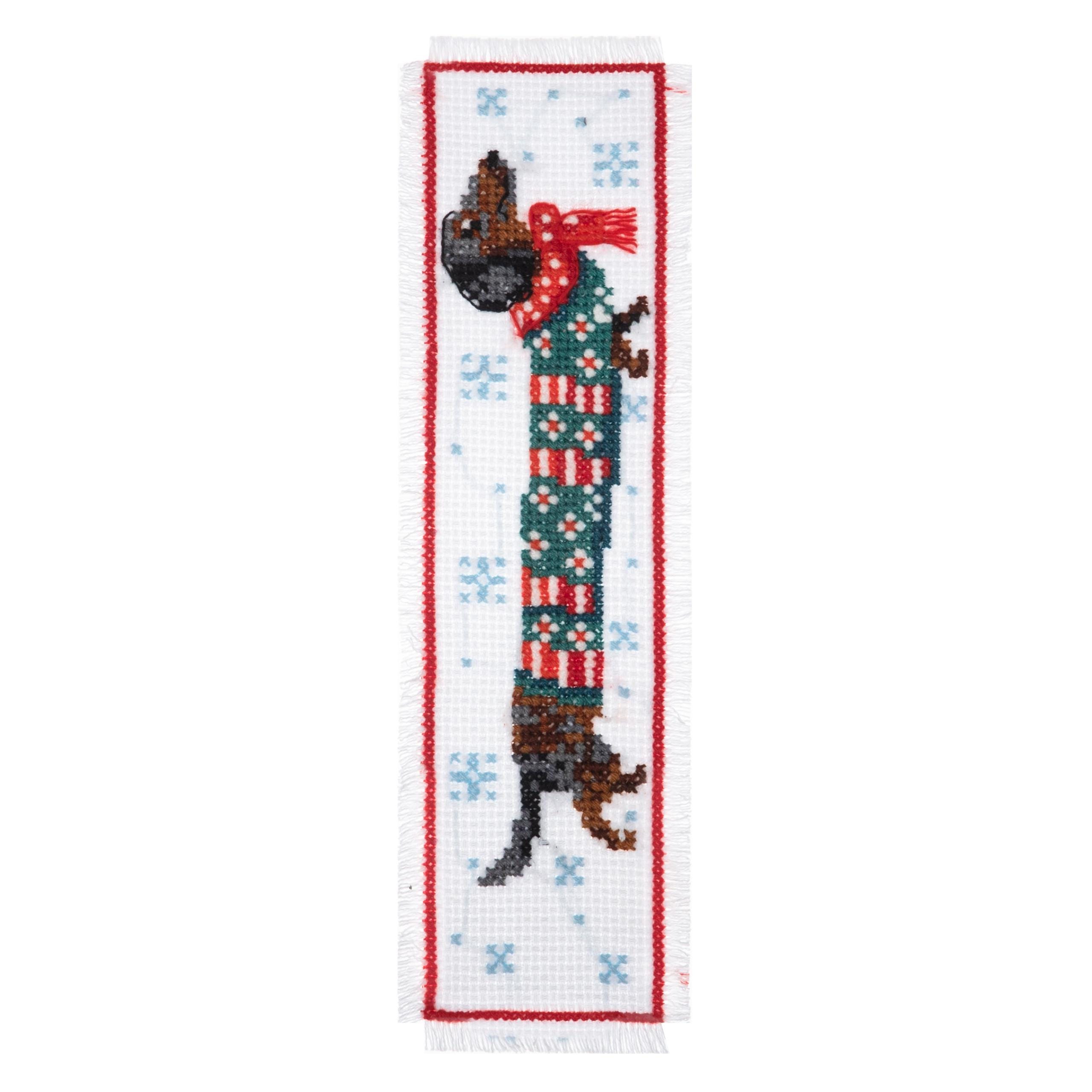 Cross Stitch Dog Bookmark / Dachshund Bookmark / Christmas Bookmark ...