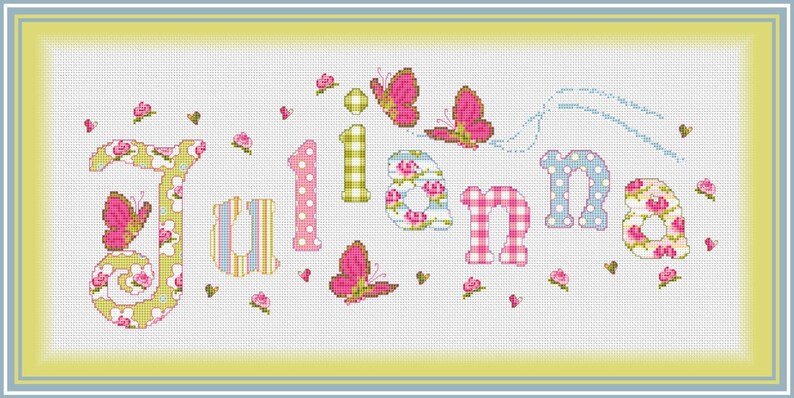 Complete Kit // Customized Sampler// Name Cross Stitch // Name Sampler ...