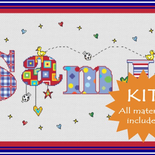 Complete Kit // Transport Boys Nameplate Sampler// Name Cross - Etsy