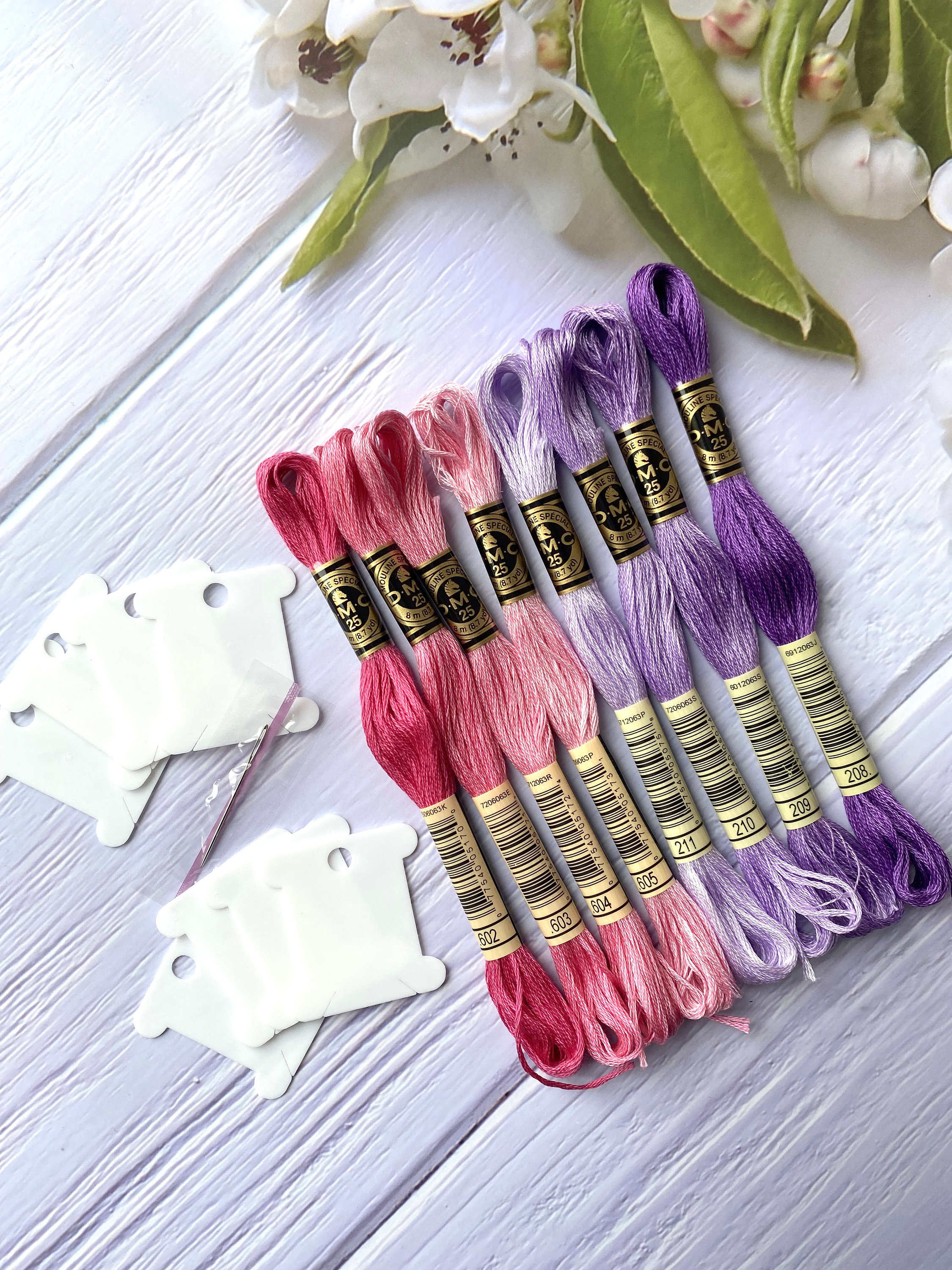 DMC Stranded Cotton // 8 Skeins Pink Purple Shades //DMC Threads ...