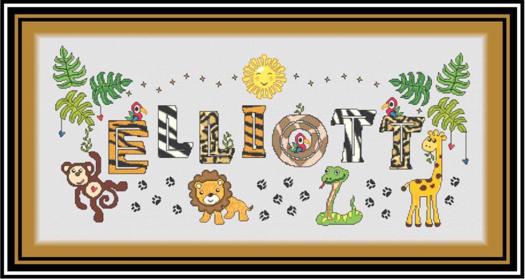 PDF Safari Jungle Boys Nameplate Sampler// Name Cross Stitch // PDF ...