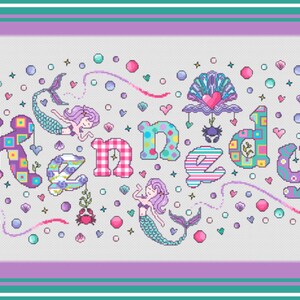 PDF Bespoke Chart / Mermaid Girls Sampler/ Mermaid Name Cross Stitch ...