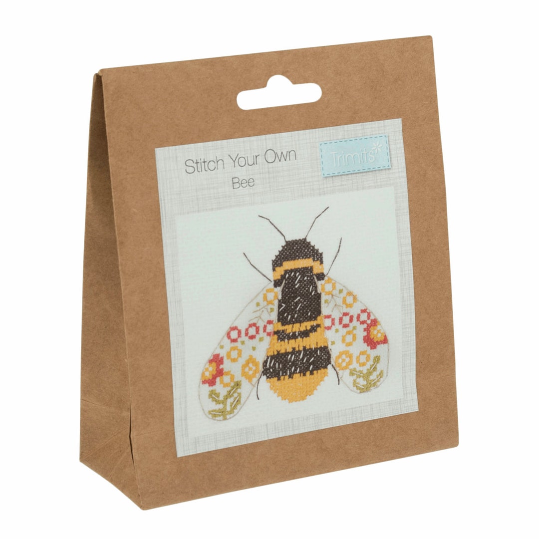 Mini Bee Cross Stitch // Bee Cross Stitch // Floral Bee // Bee Craft ...