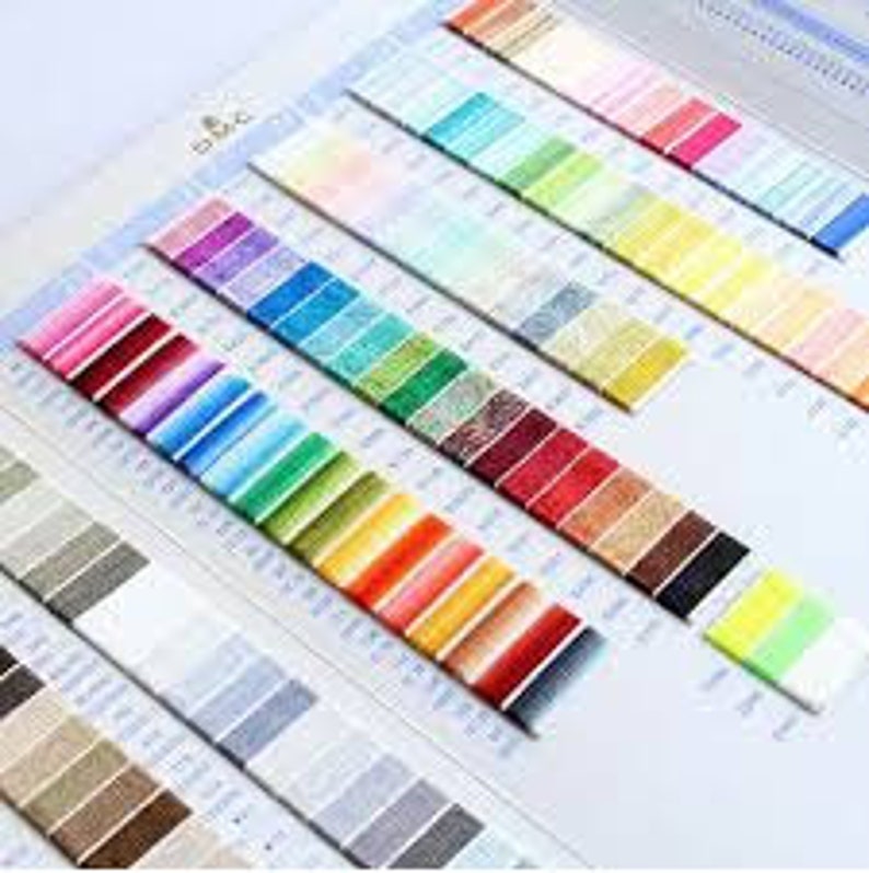 DMC Thread Shade Card // DMC Thread With Chart Samples // Shade Card ...