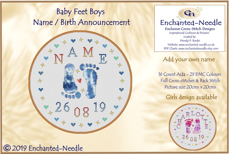 Baby Boys Feet Sampler // Cross Stitch Birth Announcement ...