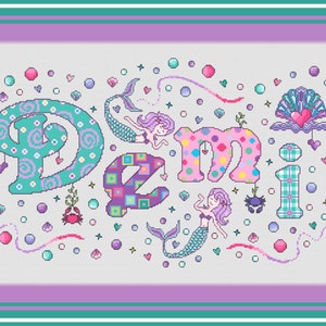 PDF Bespoke Chart / Mermaid Girls Sampler/ Mermaid Name Cross Stitch ...