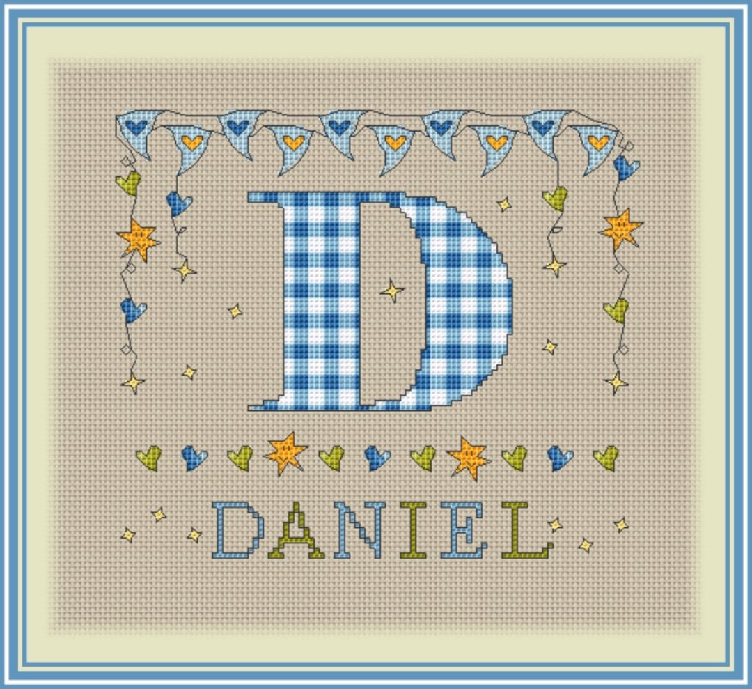 Boys Letter D Monogram // Cross Stitch Letter D // Personalized ...