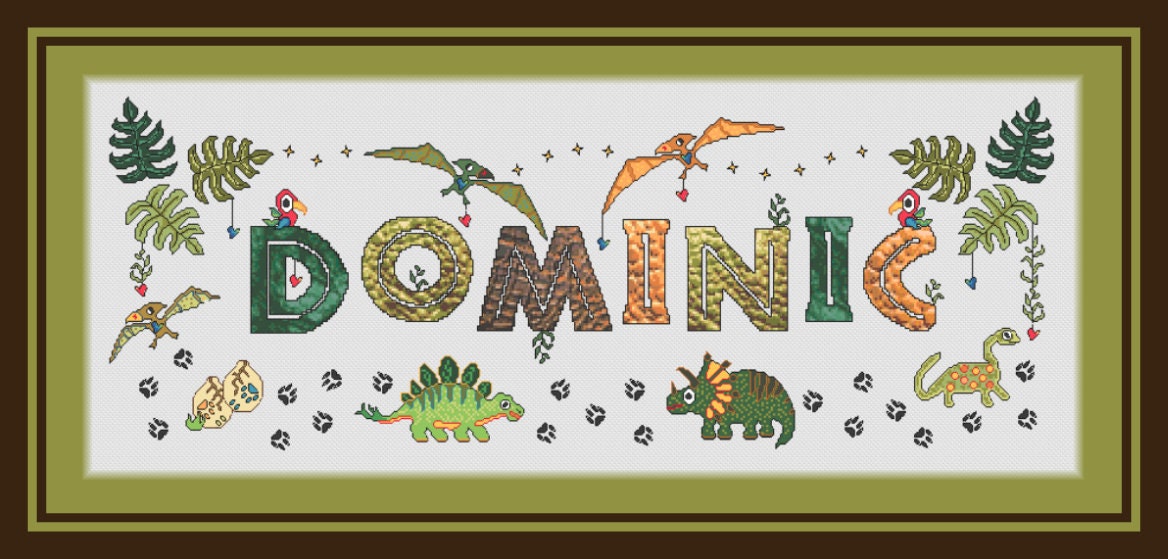 Dinosaur Boys Nameplate Sampler// Name Cross Stitch // Name Sampler ...