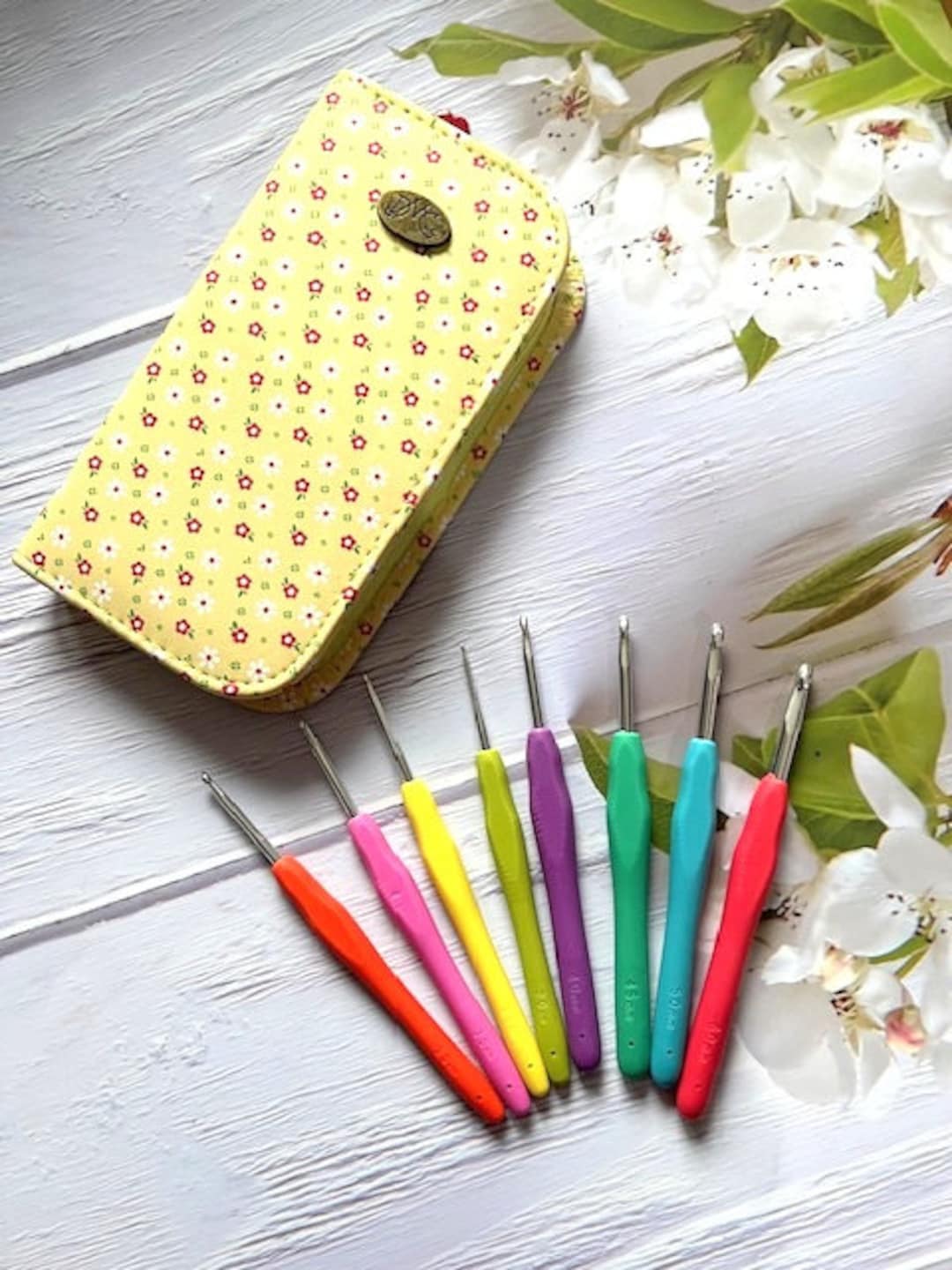 DMC Yellow Floral Crochet Set // 8 X Crochet Hooks Set // Beginners ...