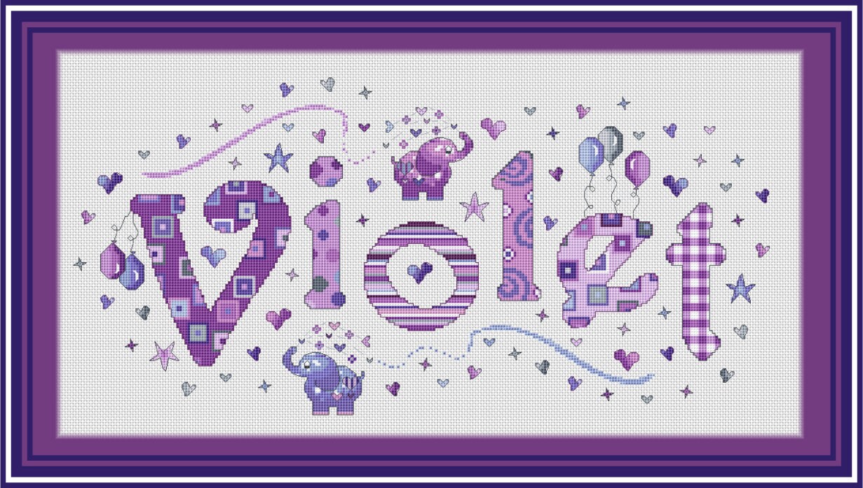 PDF Bespoke Chart // Pink Elephant Sampler// Elephant Name Cross Stitch ...