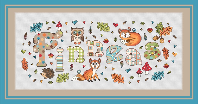 PDF Bespoke Fox Name Chart / Woodland Name Design / Autumn Name Cross ...