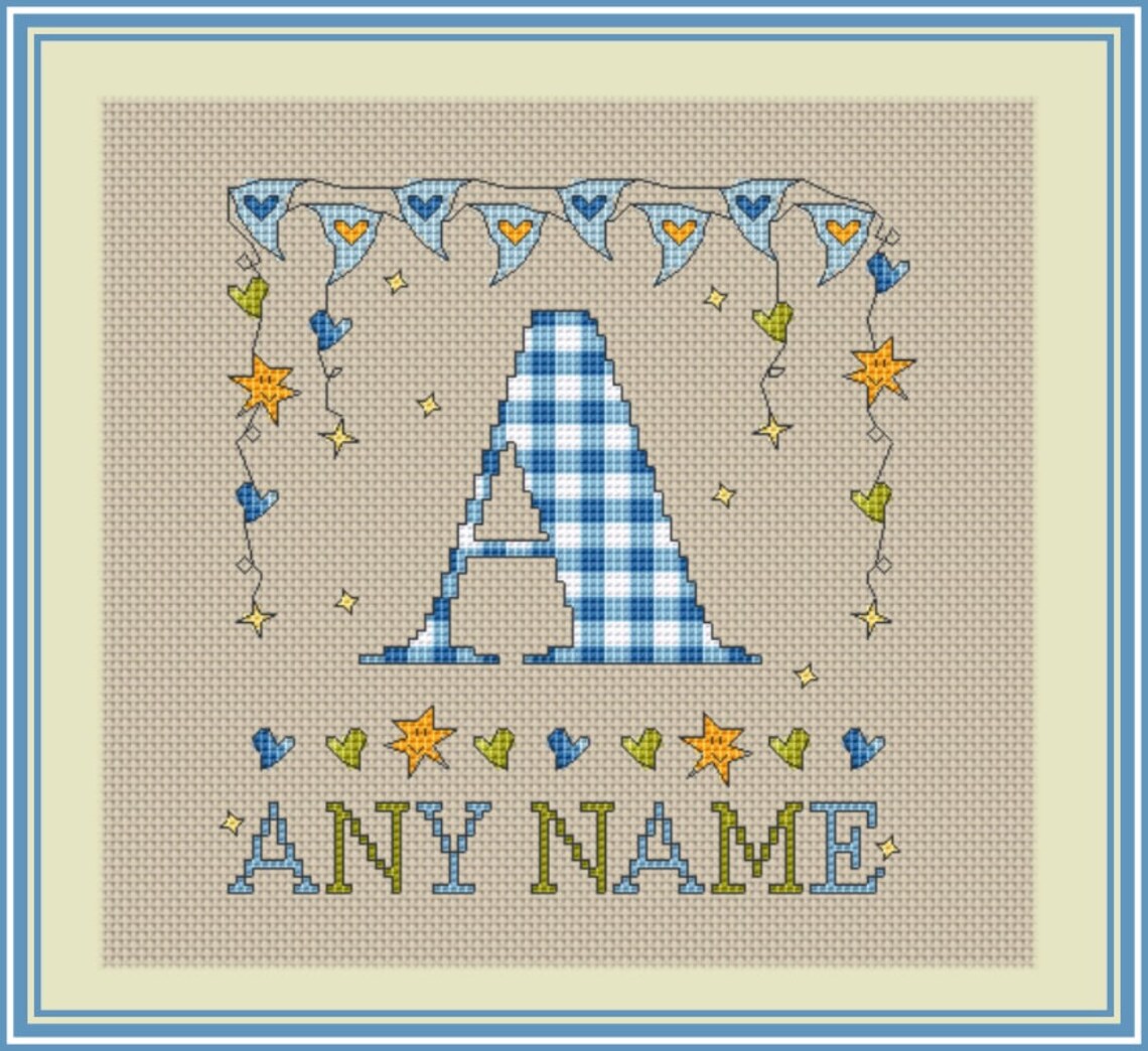 Boys Letter T Monogram // Cross Stitch Letter T // Personalized ...
