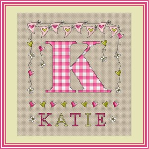 Boys Letter K Monogram // Cross Stitch Letter K // Personalized ...