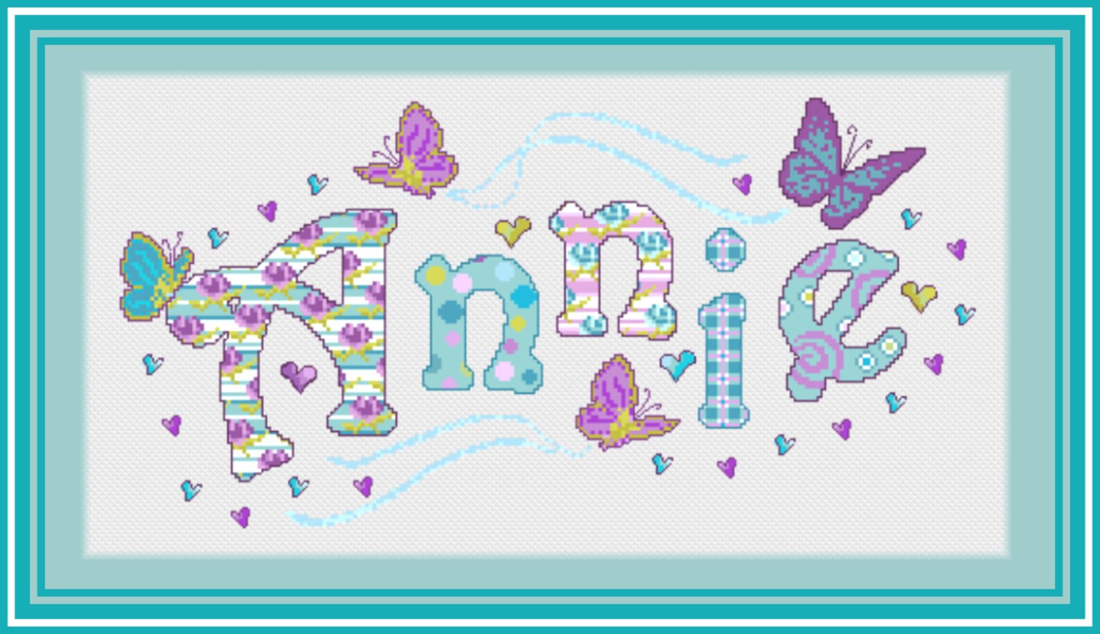 Complete Kit // Customized Name Cross Stitch// Purple Butterfly ...