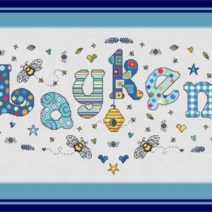 PDF Bespoke Bee Name Chart / Beehive Name / Bee Name Cross Stitch / Bee ...