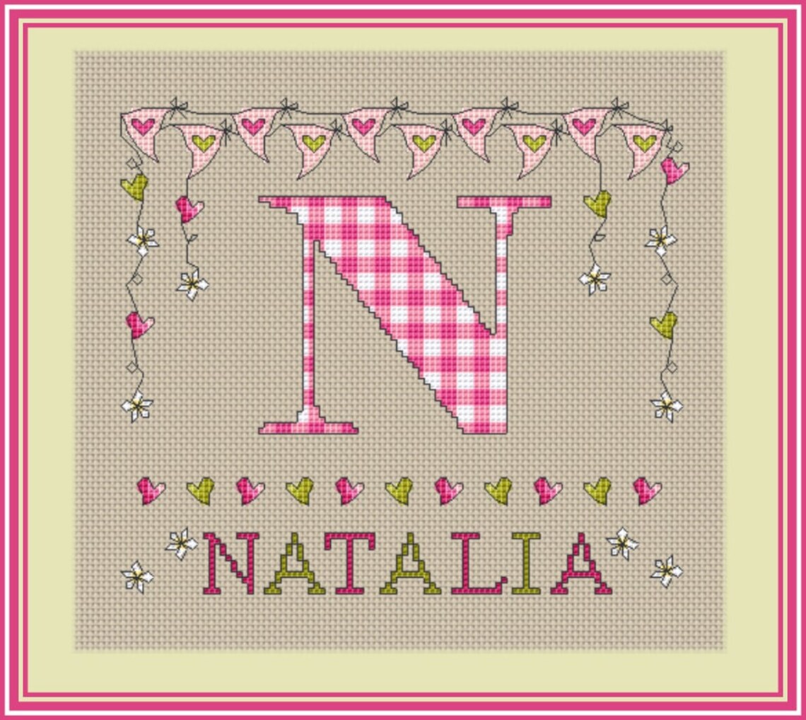 Boys Letter N Monogram // Cross Stitch Letter N // Personalized ...