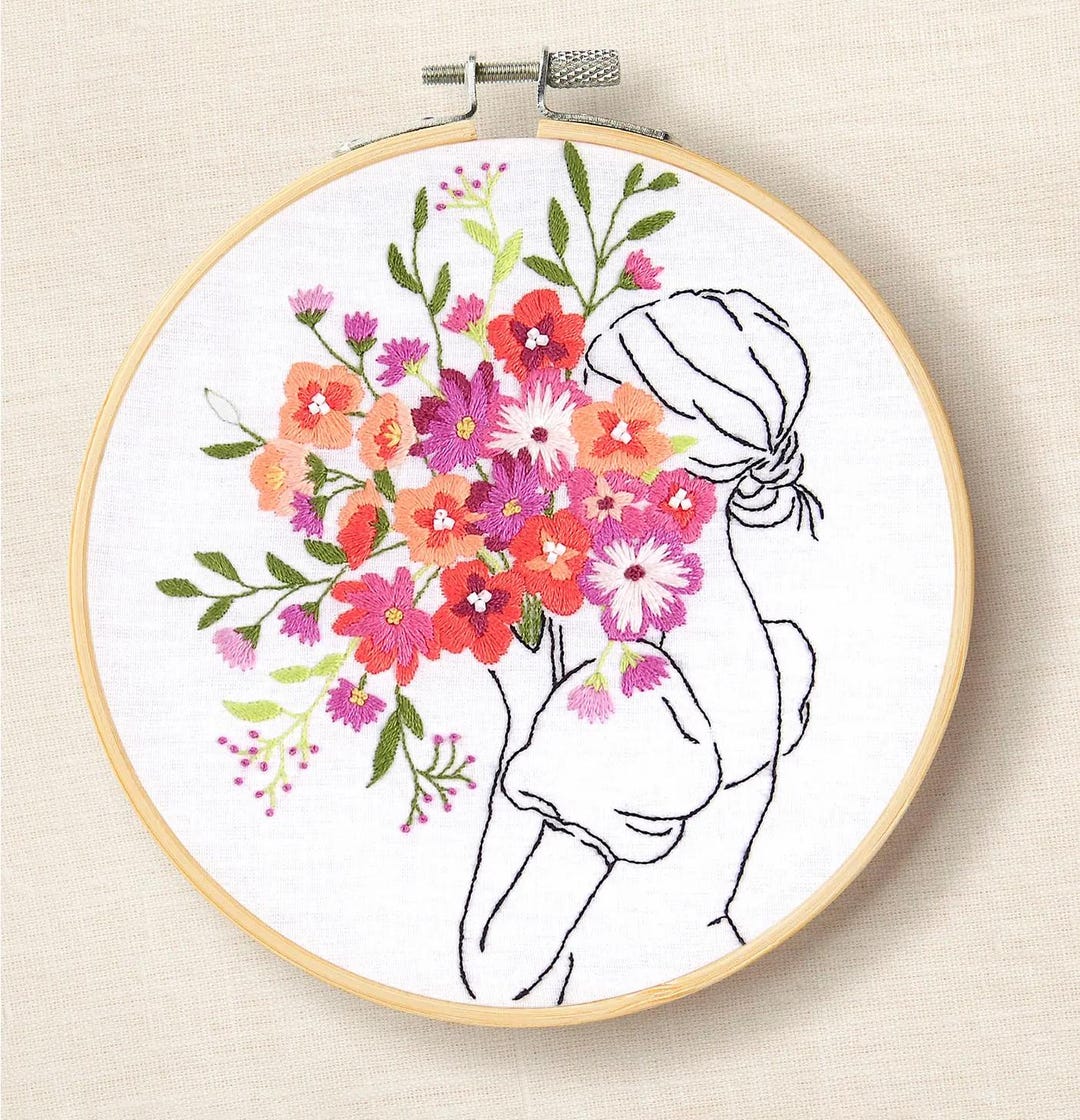 DMC Floral Embrace Kit / Floral Embroidery / Sewing Craft / Flower Lady ...
