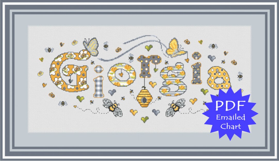 PDF Bespoke Bee Name Chart / Beehive Name / Bee Name Cross Stitch / Bee ...